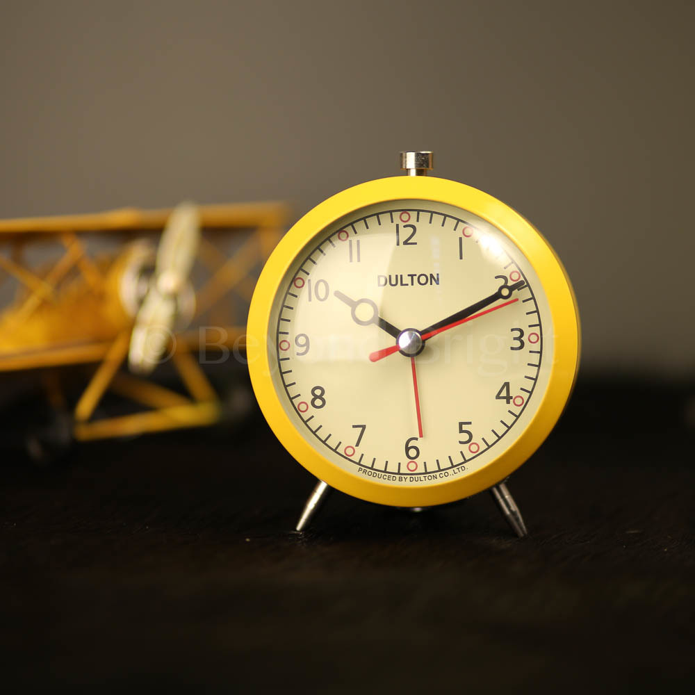 Free Shipping on Dulton Silent Alarm Clock Quartz - Yellow- 11x9cm ...