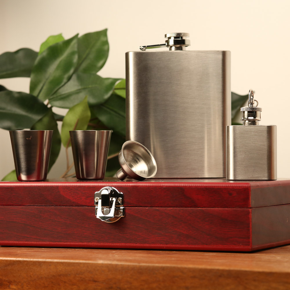 Hip Flask 6 oz Gift Box Set - Stainless Steel Pocket Liquor Hipflask ...