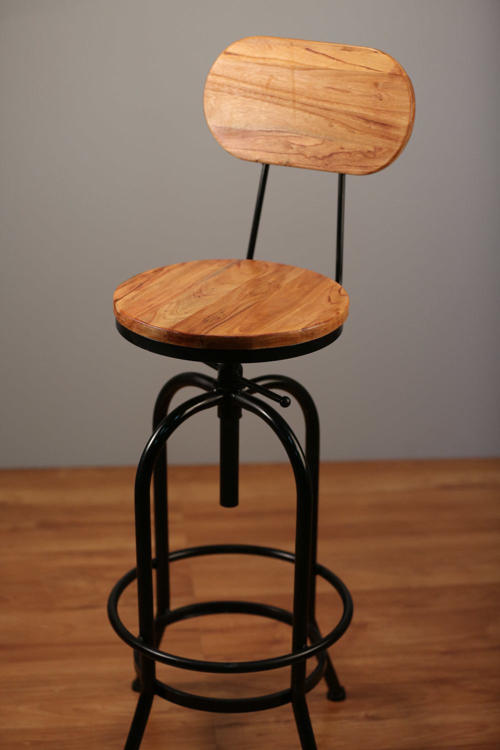 2 x Ari Bar Stool with Removable Back Rest - Black - Industrial Vintage ...