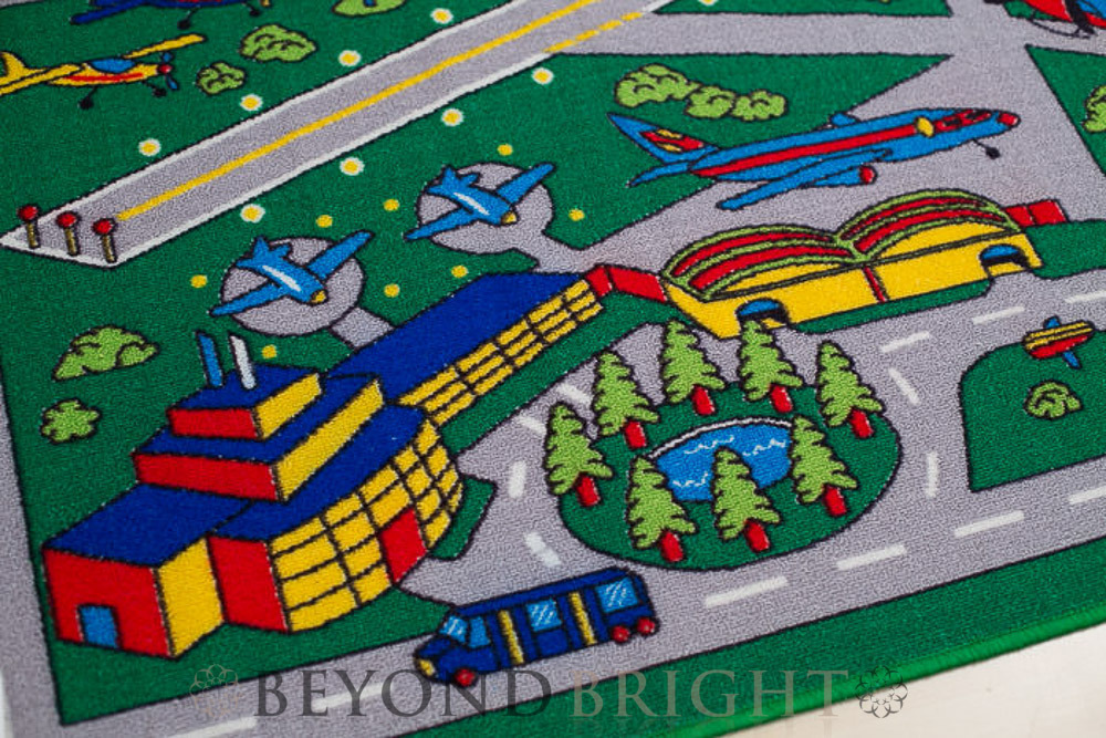 Kids Playmat Airport - 94 x 133 - Children's Interactive Educational Rugs