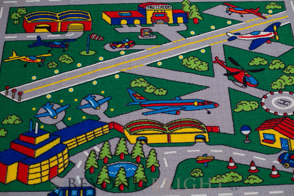 Kids Playmat Airport - 94 x 133 - Children's Interactive Educational Rugs