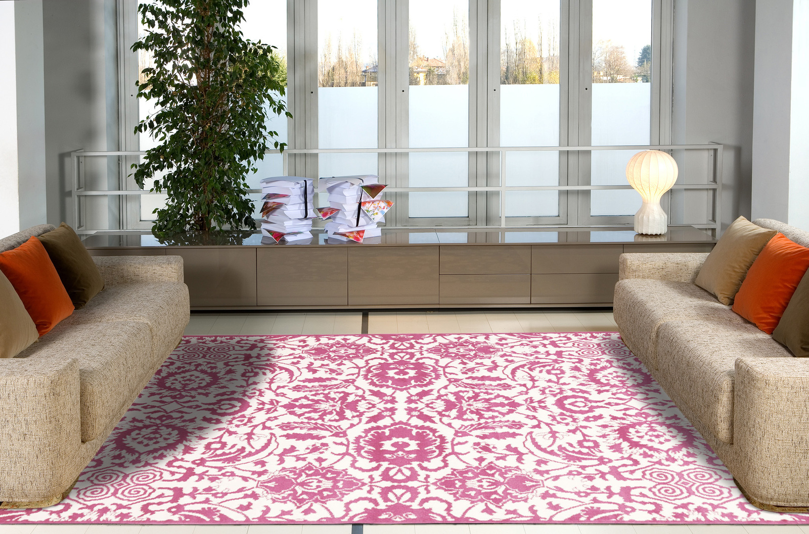 Sterling Lace Design Rug - Pink 160x230cm | Modern Rugs Floor Rug ...