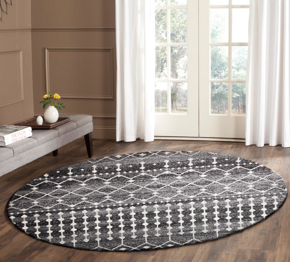 Free Shipping on Evolve Simplicity Transitional Round Rug - Black from ...