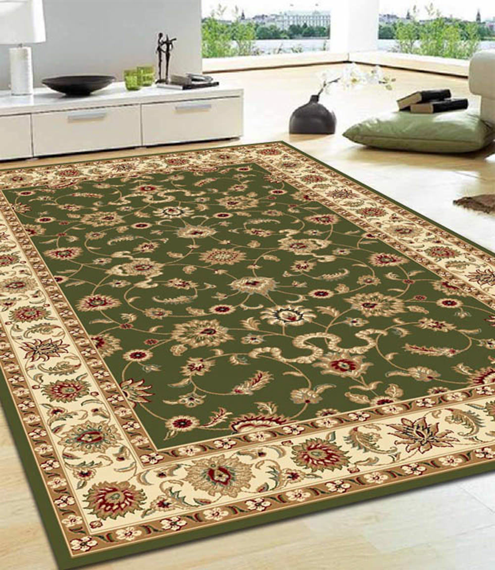 Free Shipping on Sydals Classic Border Rug - Green with Ivory from ...